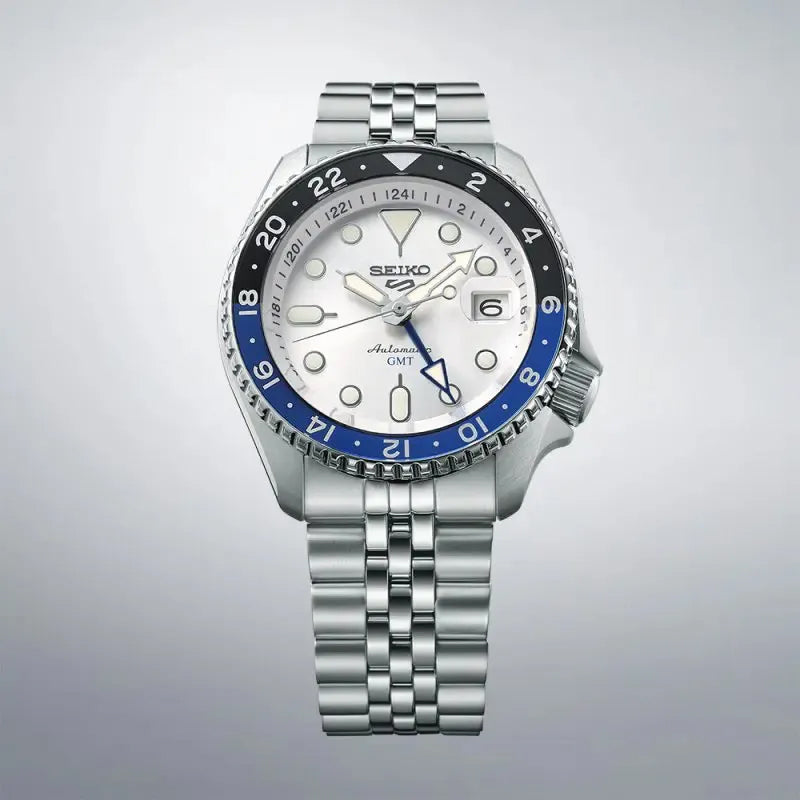 Seiko 5 100M GMT Style Batman White Dial Automatic Watch SSK033K1 seiko-5-100m-gmt-style-batman-white-dial-automatic-watch-ssk033k1