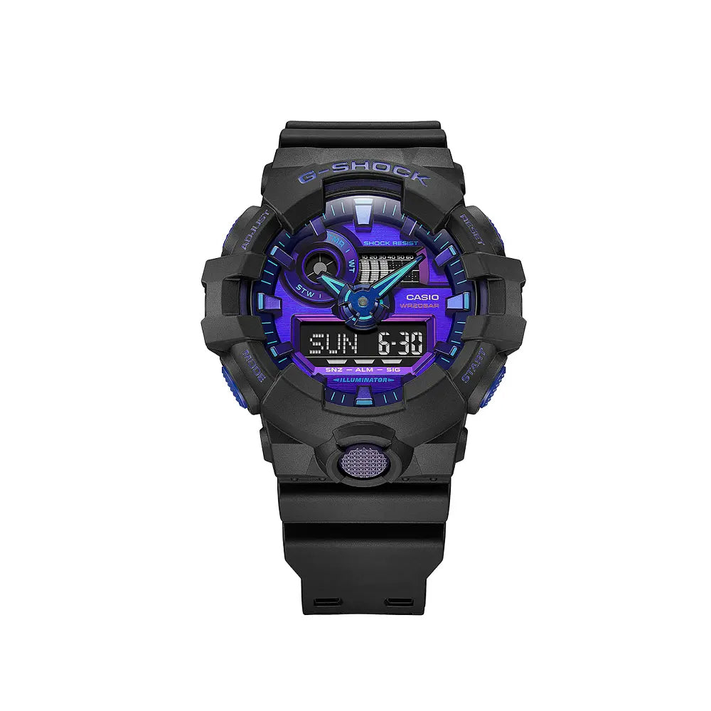 Casio G-Shock Anadigi Virtual Reality Blue Violet x Black Watch GA700VB ...