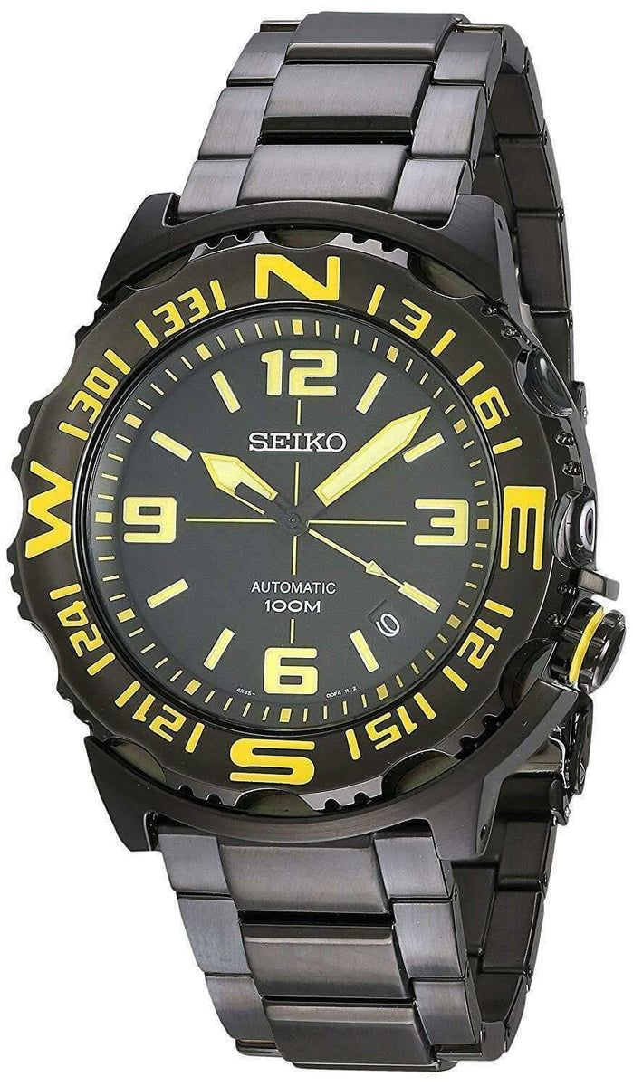 Seiko Field Monster Automatic 100M Men's Black PVD Stainless Strap ...